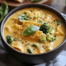 Easy One-Pot Broccoli Cheddar Lasagna Soup Recipe